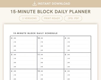 Printable 5-minute Block Daily Planner, Daily Schedule, Portrait Format ...
