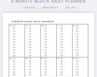 Printable 5-minute Block Daily Planner, Daily Schedule, Portrait Format ...