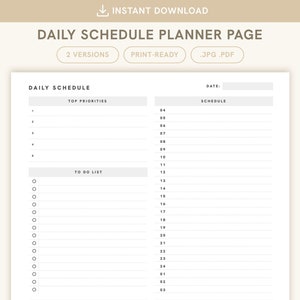 Printable Daily Planner, Daily Schedule, Portrait Format for Letter ...