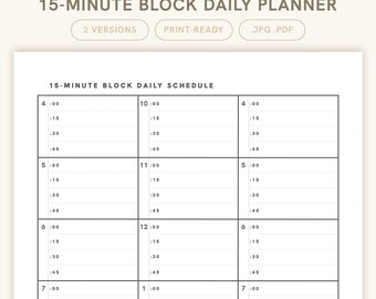 Printable 5-minute Block Daily Planner, Daily Schedule, Portrait Format ...