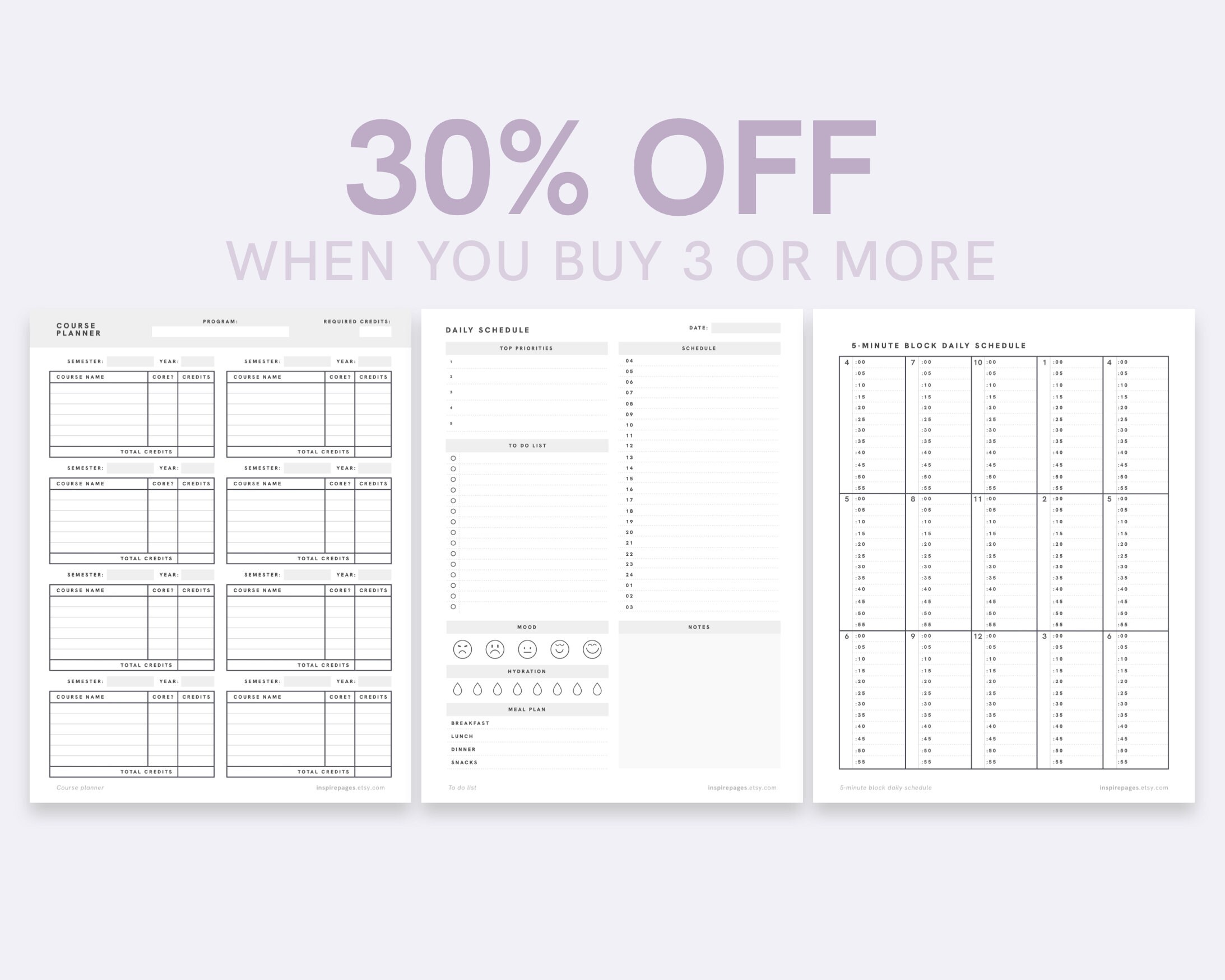 Printable 5-minute Block Daily Planner, Daily Schedule, Portrait Format ...