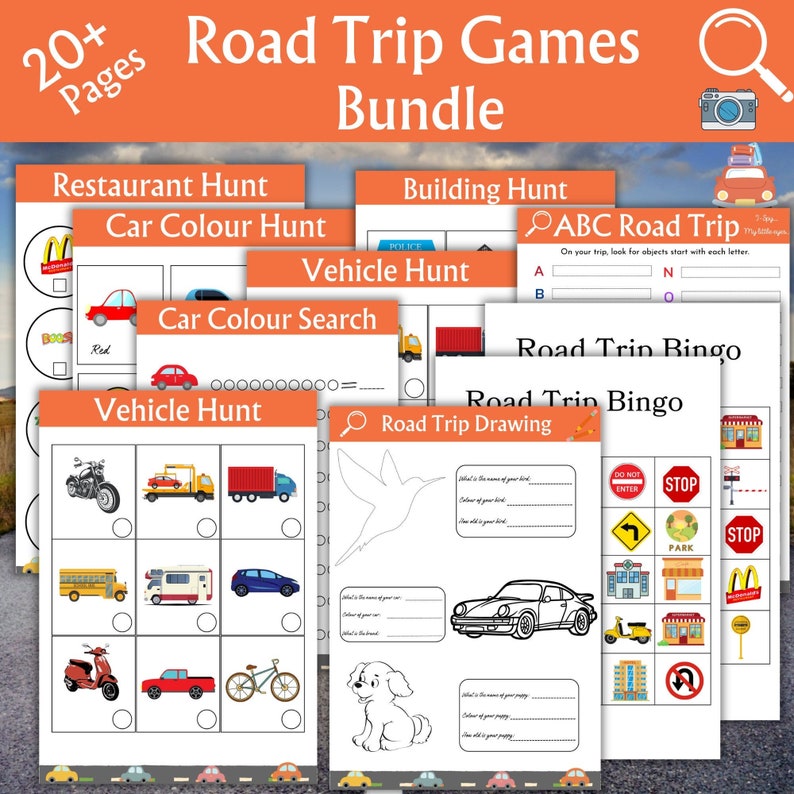 Road Trip Games Printable Road Trip Games for Kids Kids Activity Car ...