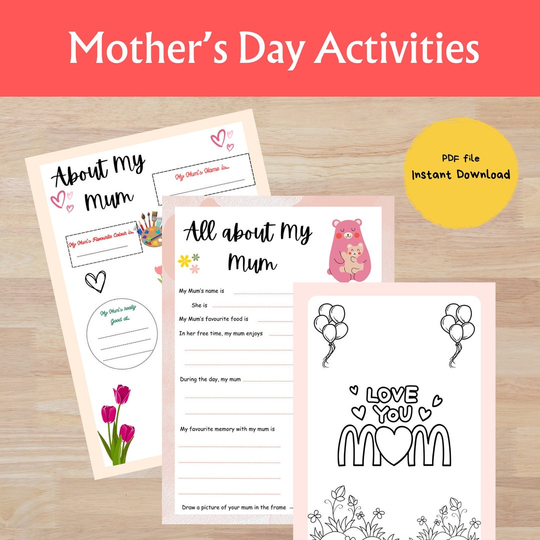 Mother's Day Colouring Pages Mother's Day Cards for Kids Mother's Day ...
