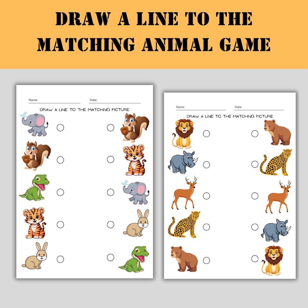 Animals and Nature Matching Worksheets, Printable Worksheet, Matching ...