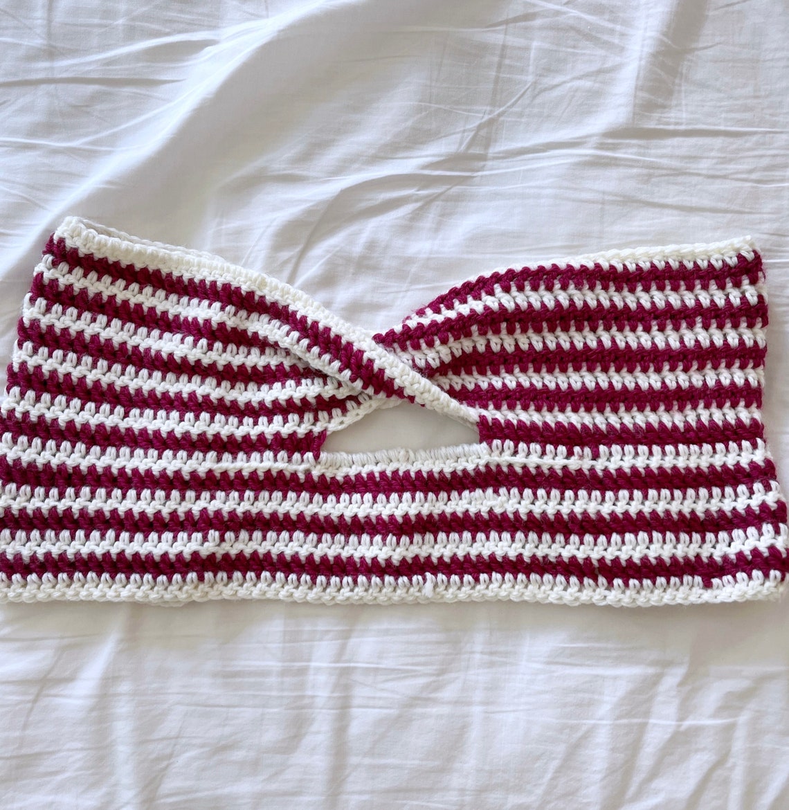 Twisted Striped Tube Top With Cutout Crochet Pattern - Etsy