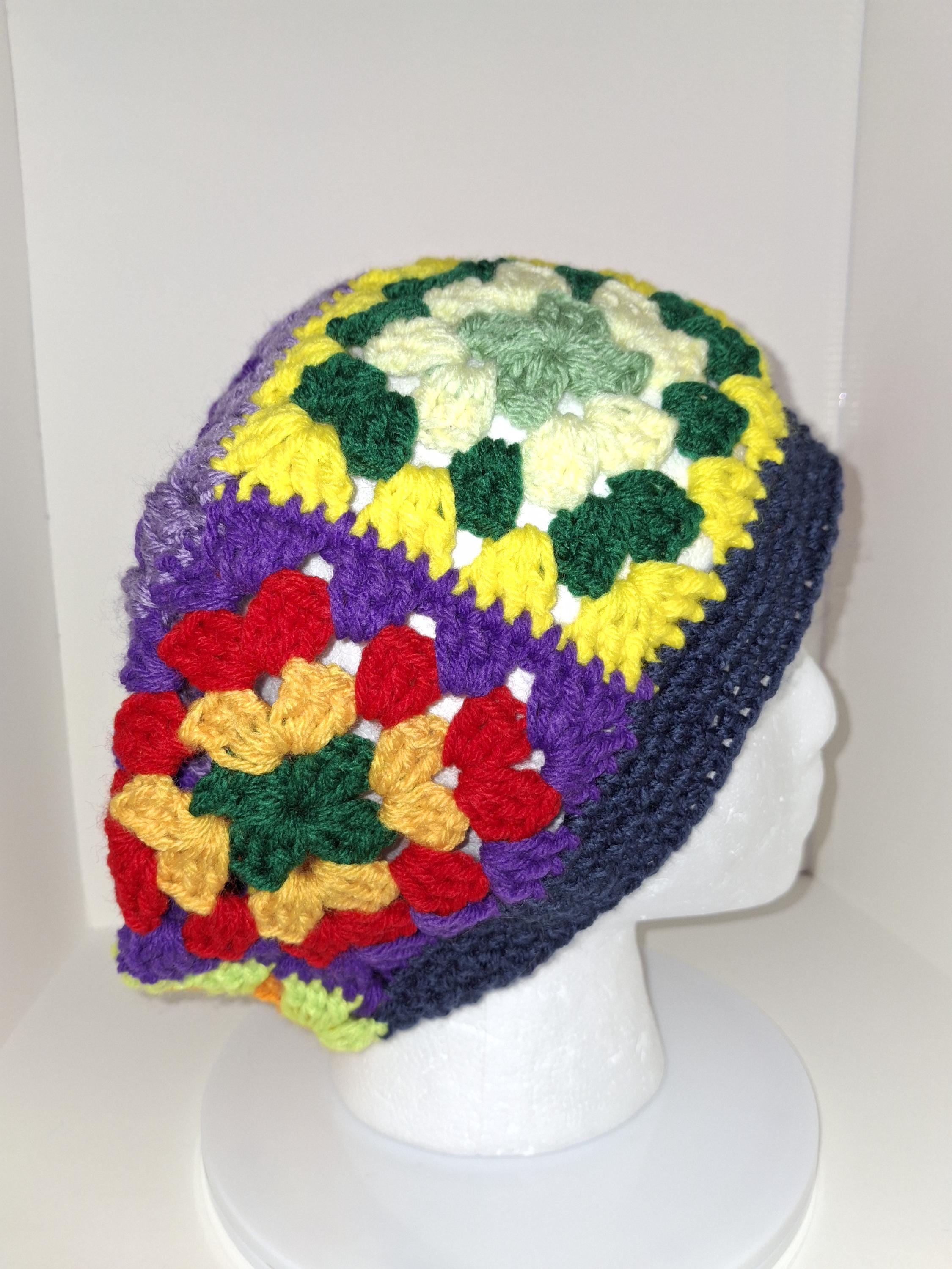 Slouchy Beanie Cap XL Granny Squares Bohemian Style Hat - Etsy