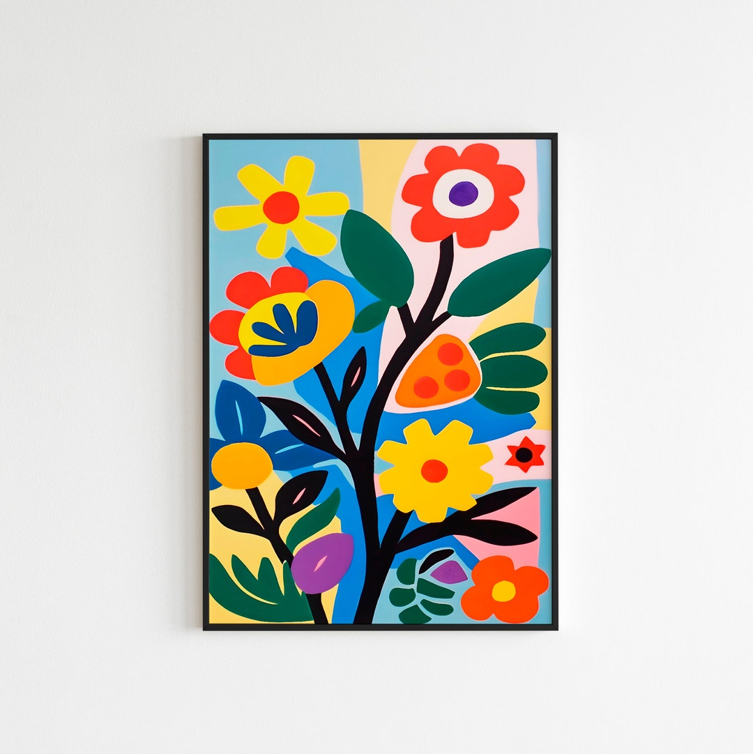 Modern Style Flowers Poster, Flower Market Print, Midcentury Floral ...
