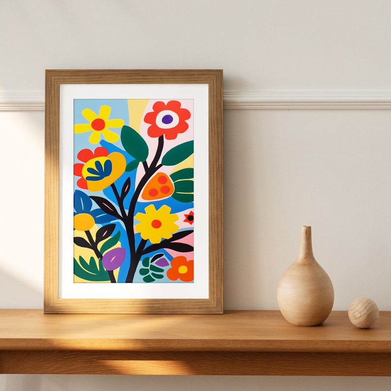 Modern Style Flowers Poster, Flower Market Print, Midcentury Floral ...