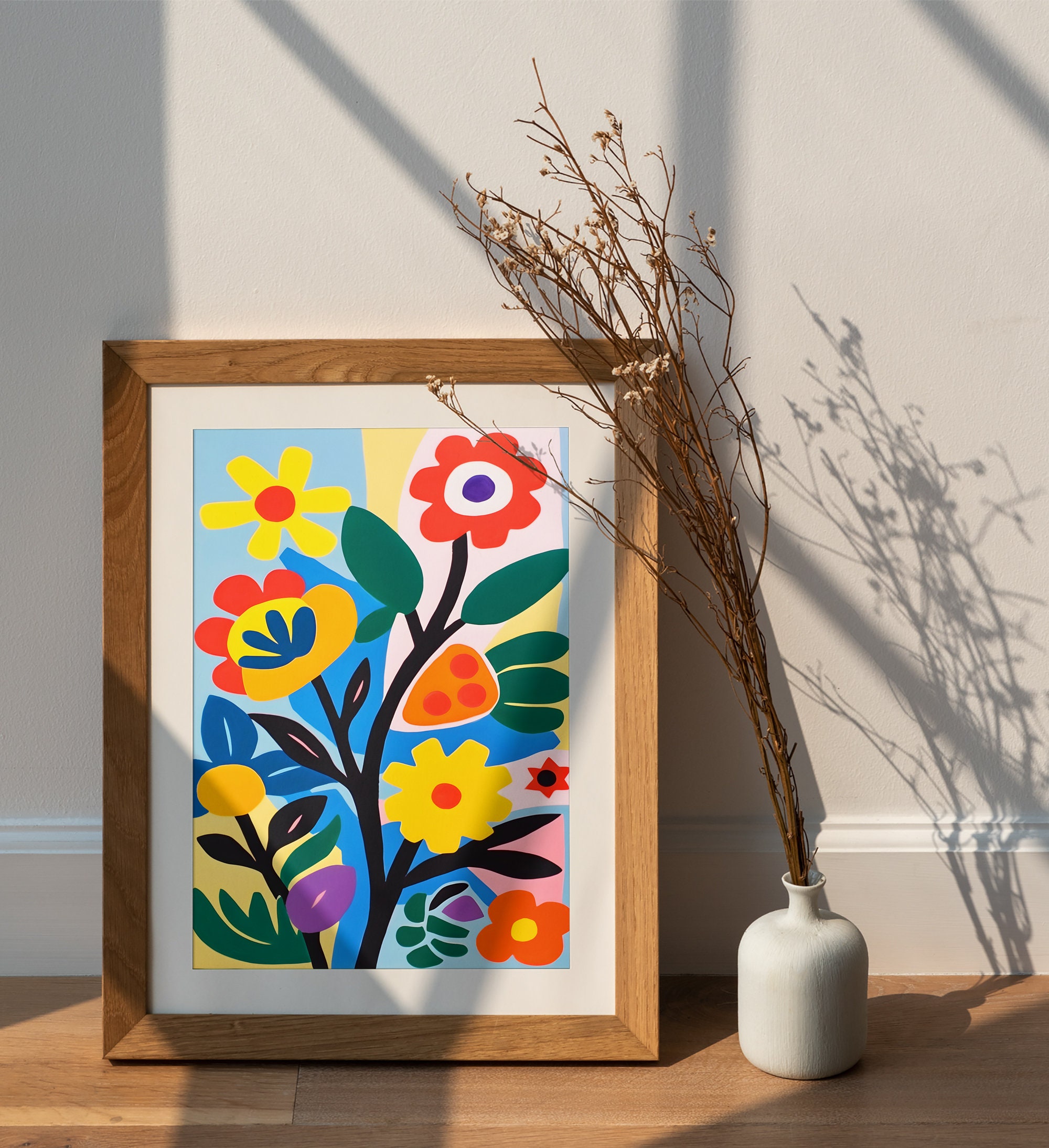 Modern Style Flowers Poster, Flower Market Print, Midcentury Floral ...