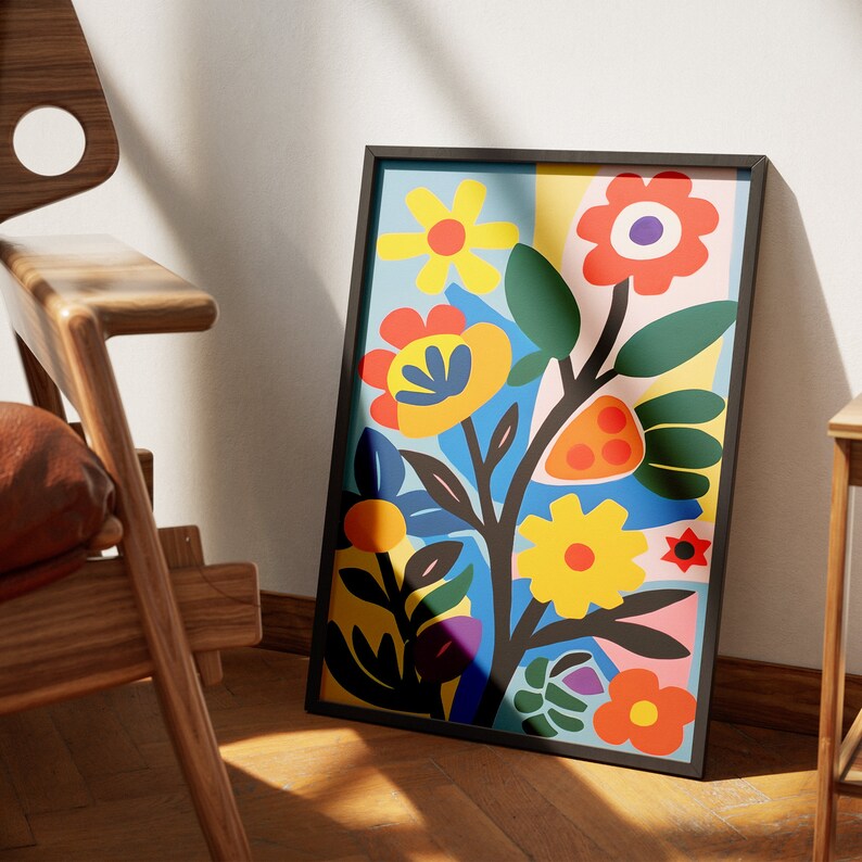 Modern Style Flowers Poster, Flower Market Print, Midcentury Floral ...