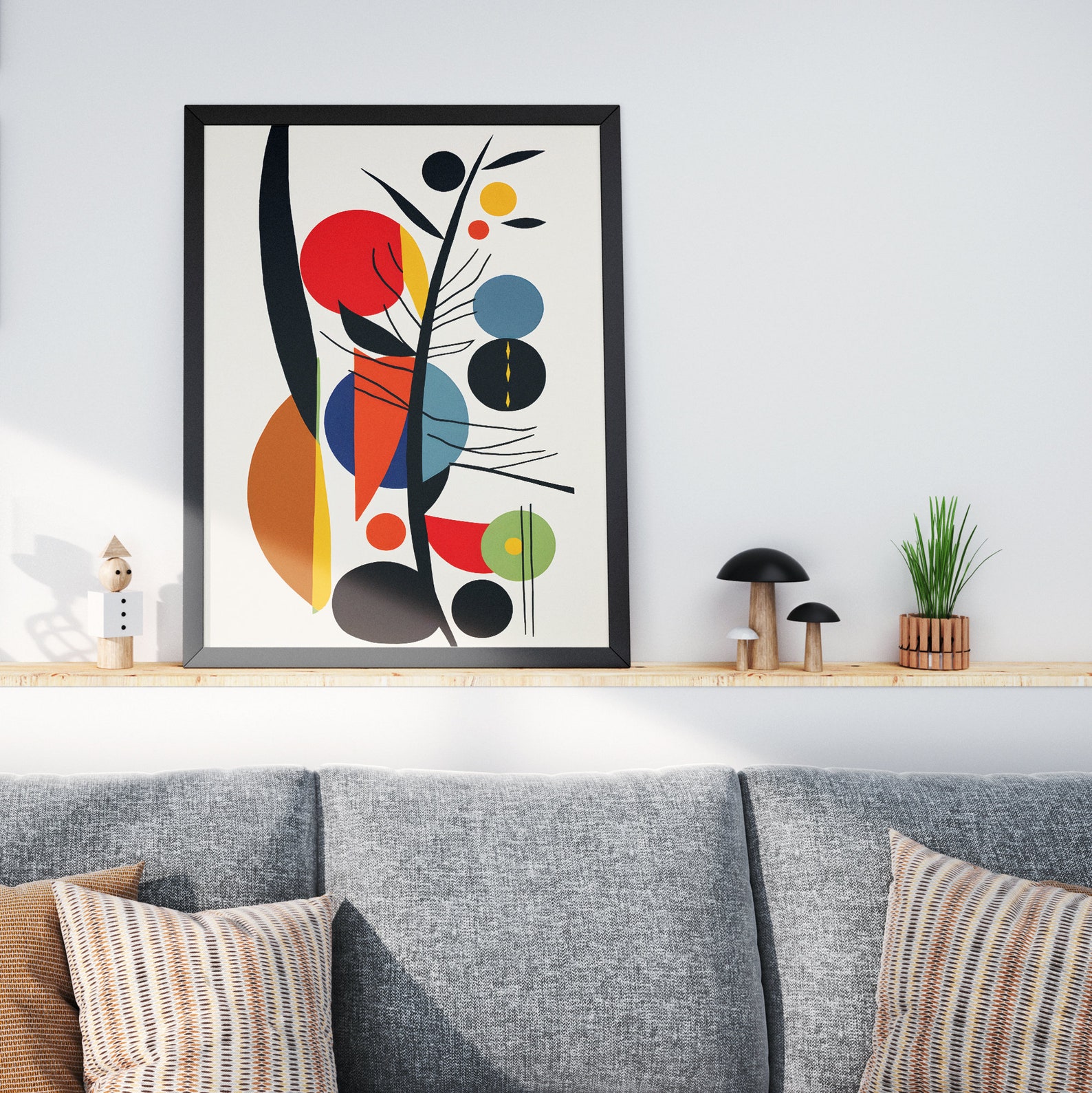 Abstract Boho Geometric Shapes, Mid Century Modern, Botanical, Colorful ...