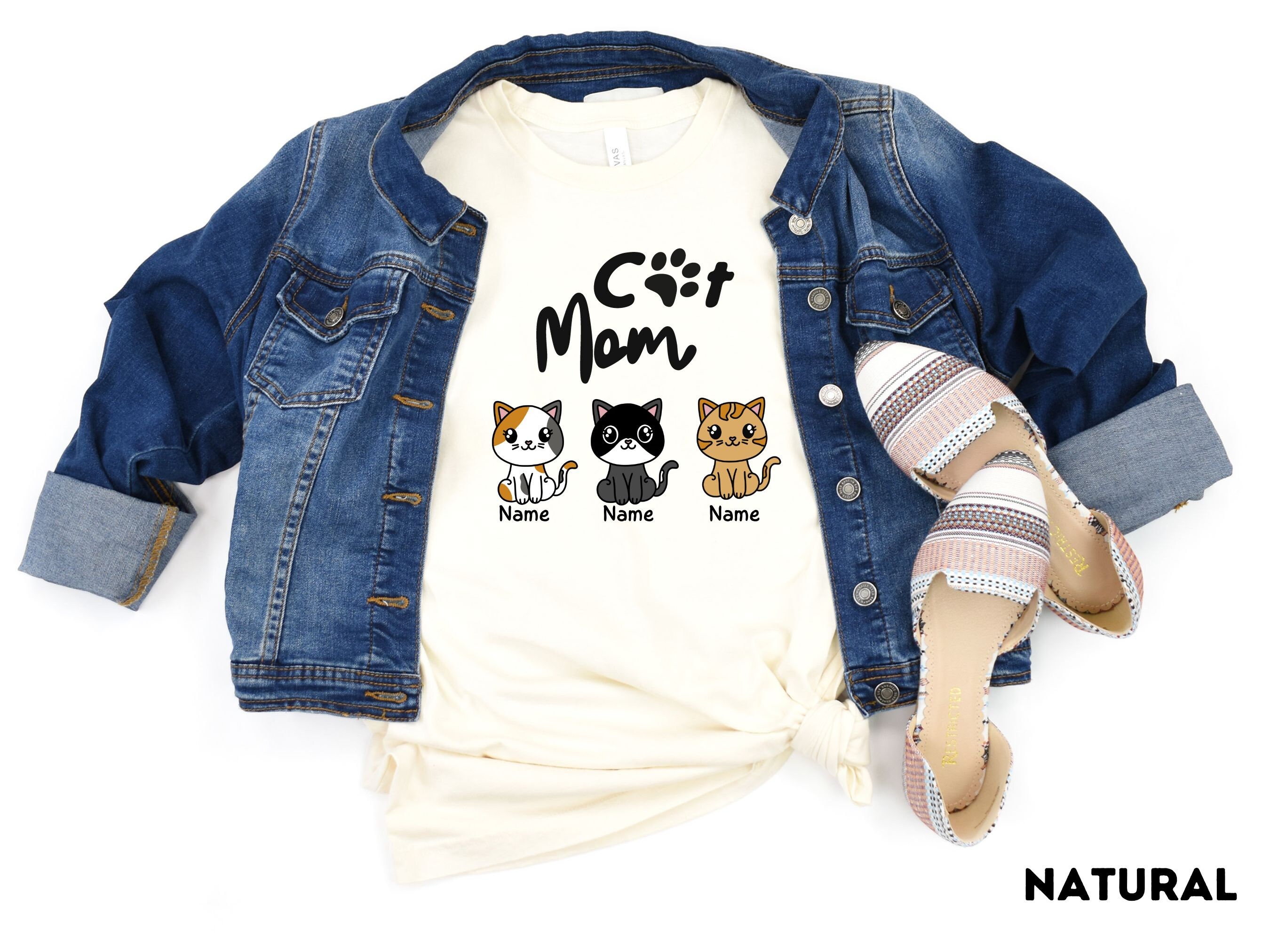 Custom Cat Mom Shirt, Feline Names Shirt, Personalized Cat Names Shirt ...
