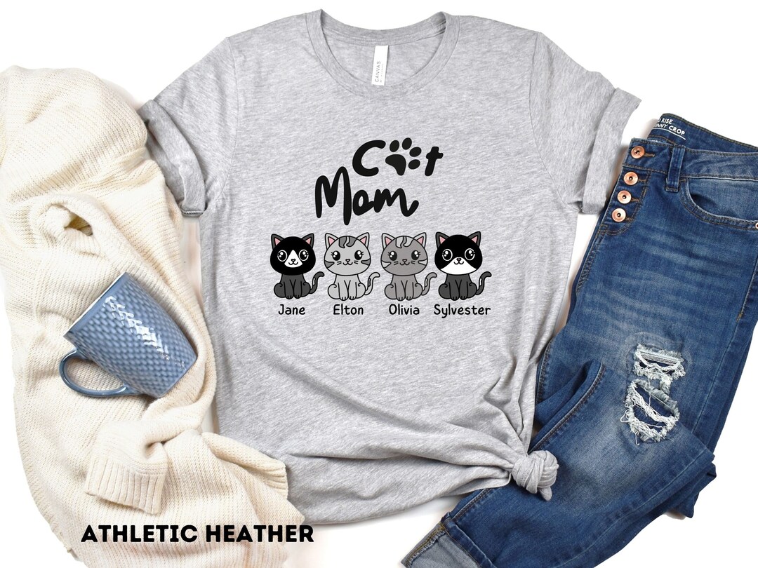 Custom Cat Mom Shirt, Feline Names Shirt, Personalized Cat Names Shirt ...