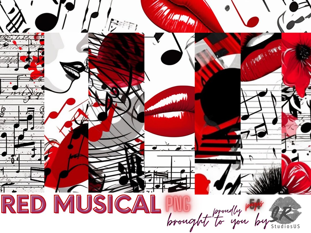 Paquetes de papel musical rojo descarga digital 18x24, 54 imágenes ...