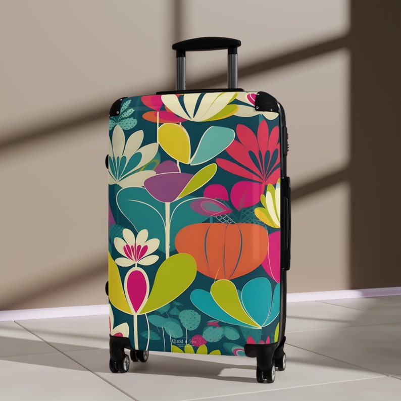 Retro Flowers in Our Funky Fauna Design, Rolling Luggage, Available in ...