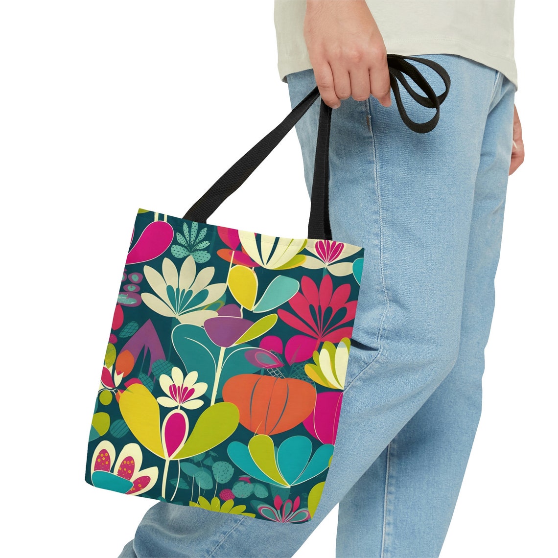 Bold Abstract Flowers Sturdy Tote Bag in Our Funky Fauna - Etsy