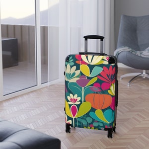 Retro Flowers in Our Funky Fauna Design, Rolling Luggage, Available in ...