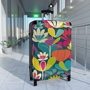 Retro Flowers in Our Funky Fauna Design, Rolling Luggage, Available in ...