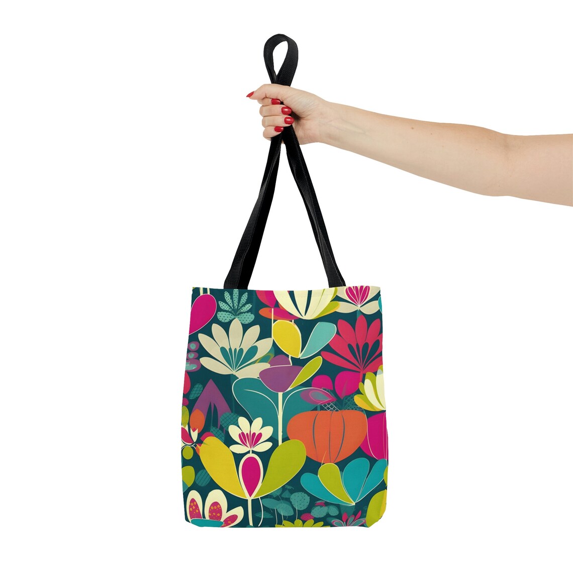 Bold Abstract Flowers Sturdy Tote Bag in Our Funky Fauna Design ...