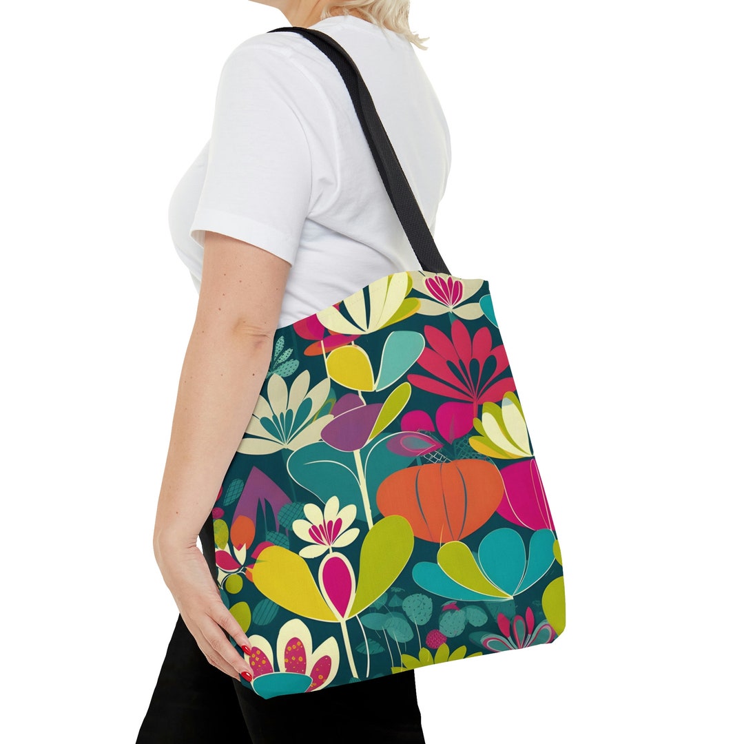 Bold Abstract Flowers Sturdy Tote Bag in Our Funky Fauna Design ...