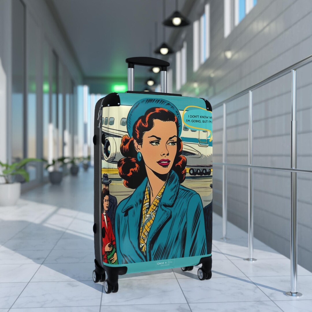 Suitcase, Funny Quote Travel Luggage, 1940s Comic Style Rolling Bag for ...