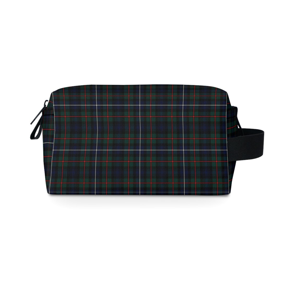 Toiletry Bag Tartan Plaid Black Green Blue Drop Kit - Etsy