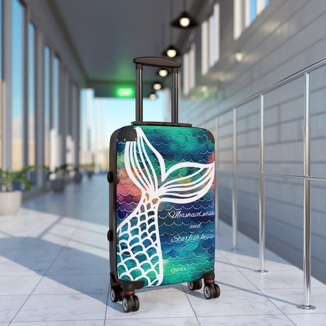 Mermaid Wishes Suitcase, Pink, Blue, Orange, Available in 3 Sizes ...