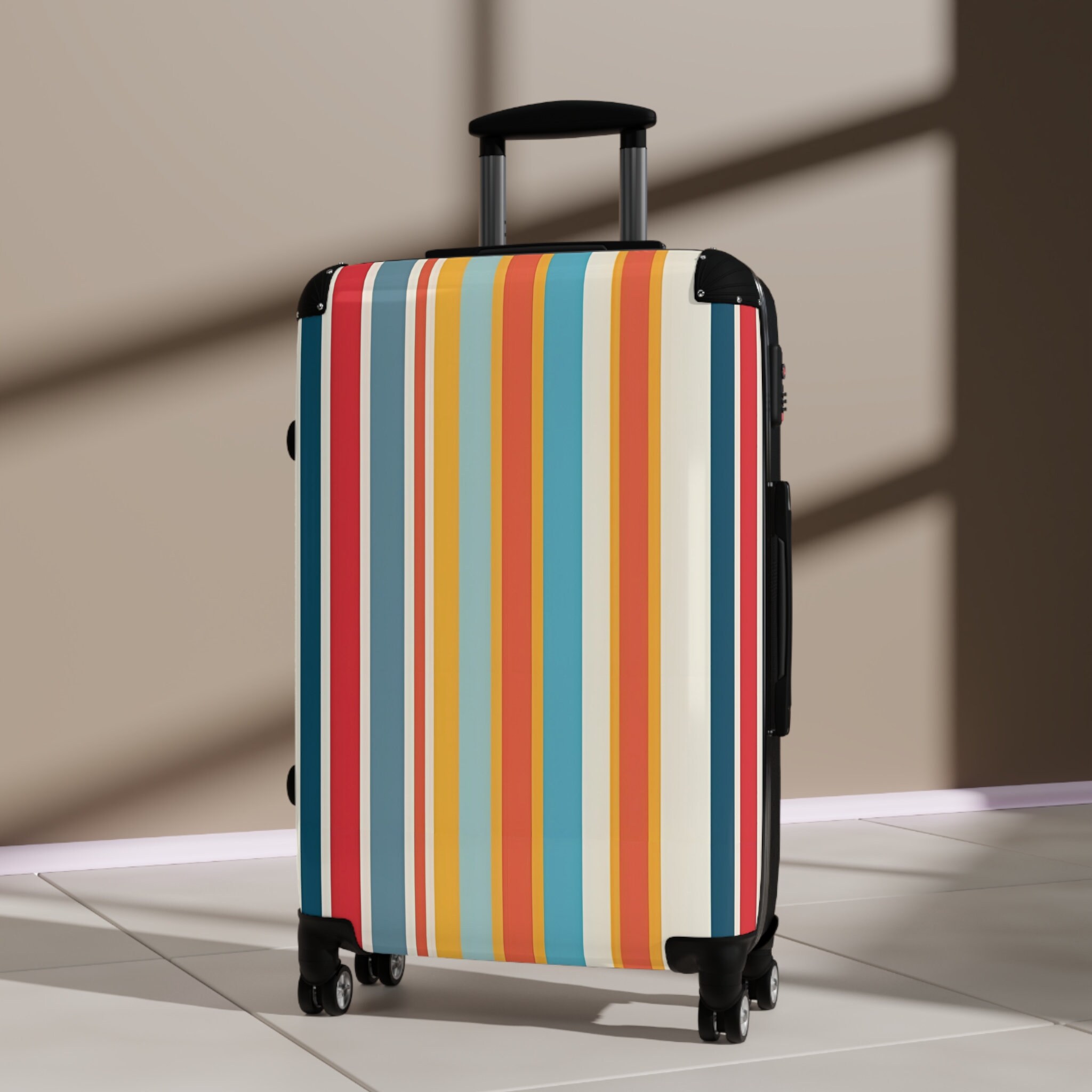 Bold Stripes Suitcase, Blue, Red, Yellow, Available in 3 Sizes, Carry ...