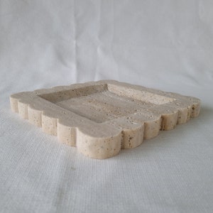 8x8 Travertine Scalloped Tray Catchall Tray - Etsy