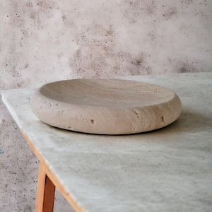12" Travertine Catchall-travertine Serving Platter-curved Fruit Tray ...