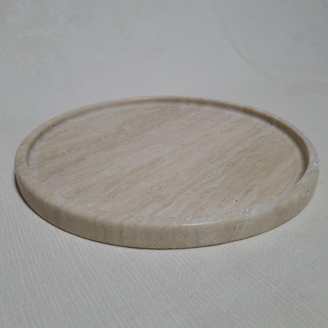 10" Travertine Tray-travertine Plate-catcher-hand Made -natural Stone ...