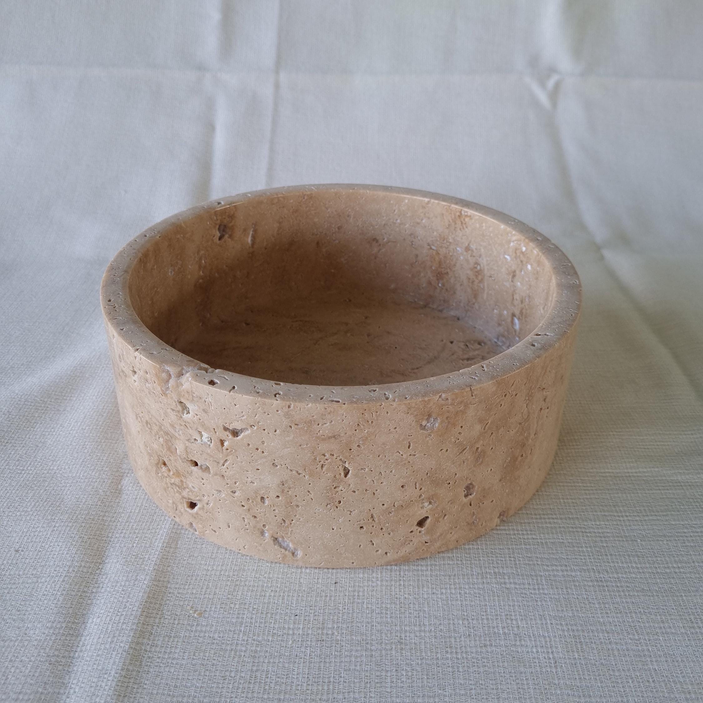 8.7" Travertine Bowl-travertine Serving Bowl-cylinder Bowl- Rolling ...