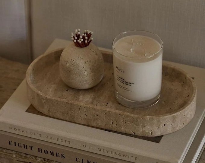 10"x5" Travertine Oval Tray-travertine Bathroom Organizer-perfume Stand ...