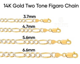 14K Solid Gold Figaro Chain, Gold Figaro Link Chain, Figaro Chain ...