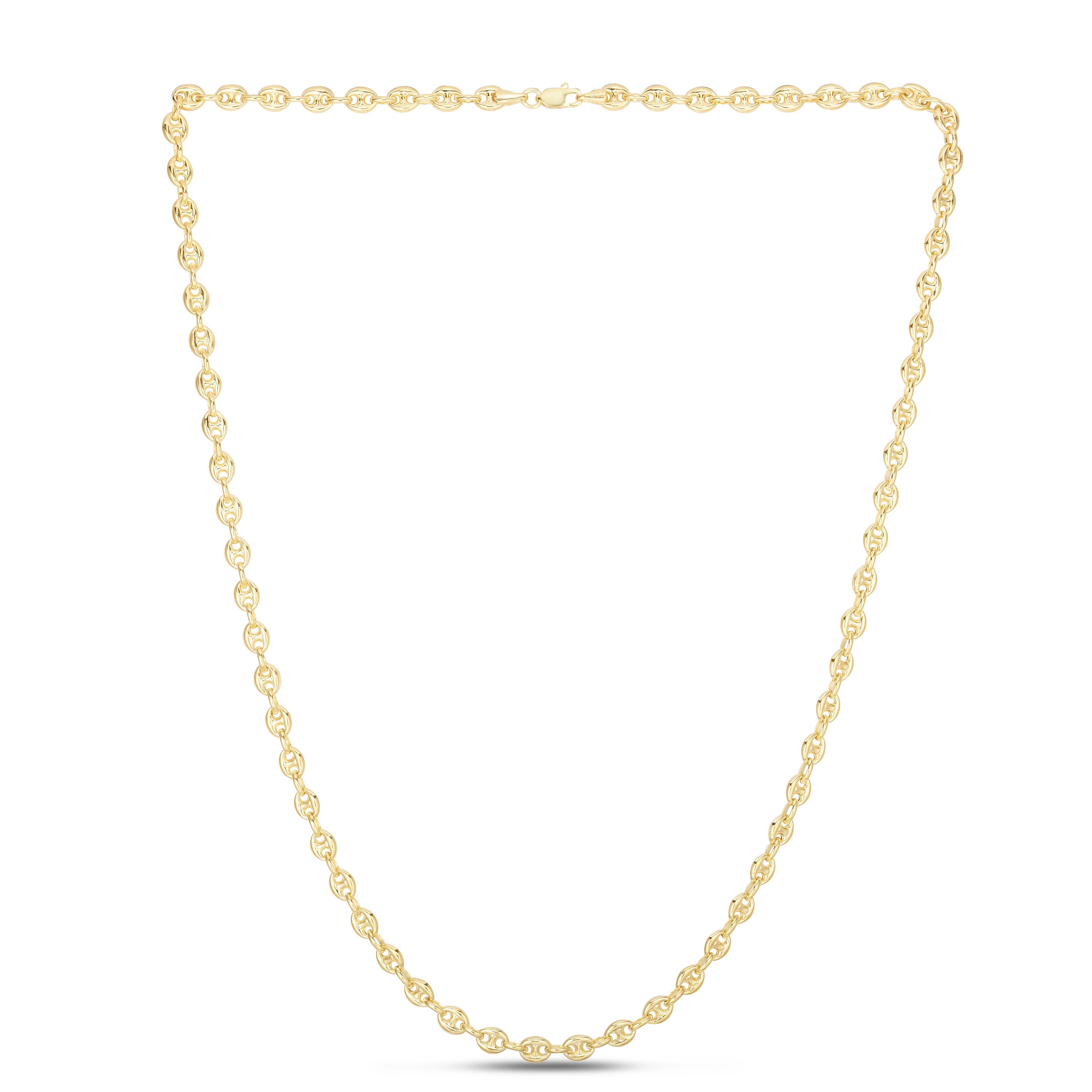 14K Gold Mariner Chain, Marina Puff Chain, Pure Gold Mariner Thick ...