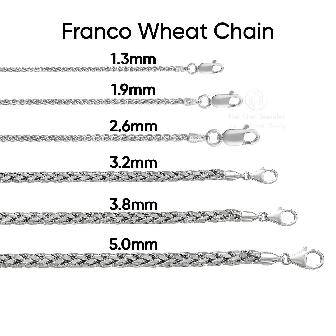 Silver Franco Chain, Franco Wheat Chain, Silver Franco Wheat Necklace, 925 Sterling Silver ...
