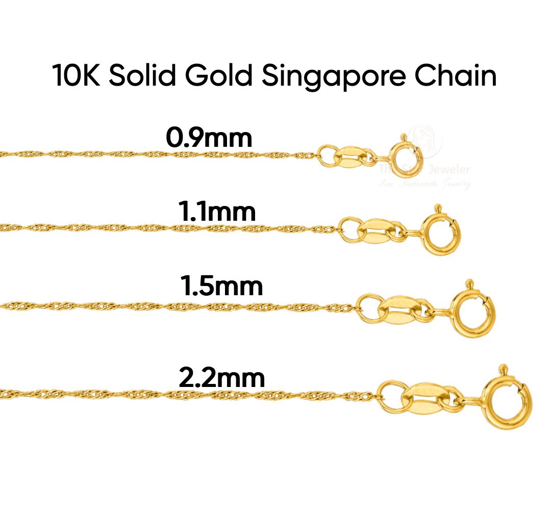 10K SOLID Gold Singapore Chain, Singapore Necklace, Twisted Rope Chain ...