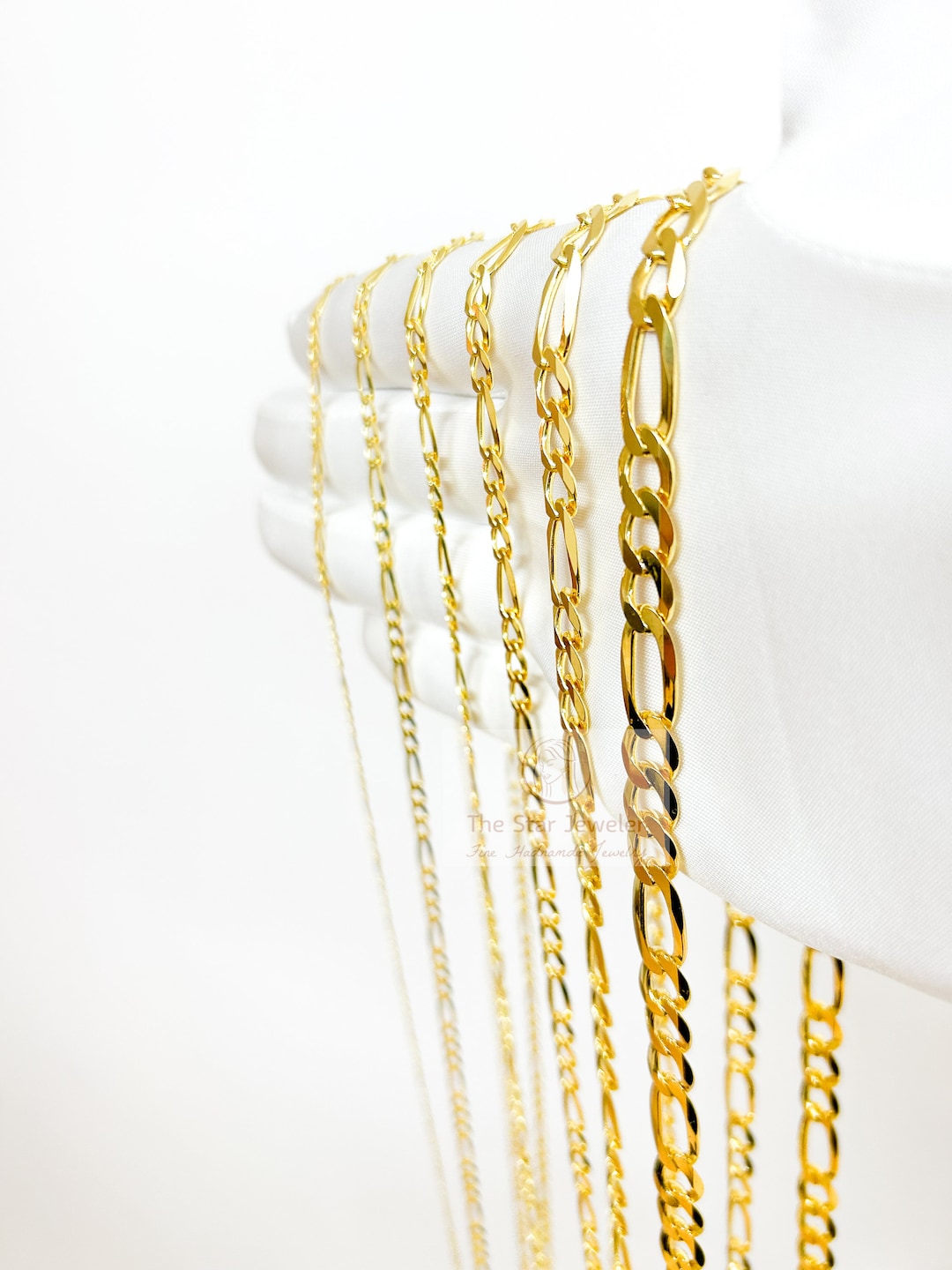 14K Solid Gold Figaro Chain, Gold Figaro Link Chain, Figaro Chain ...