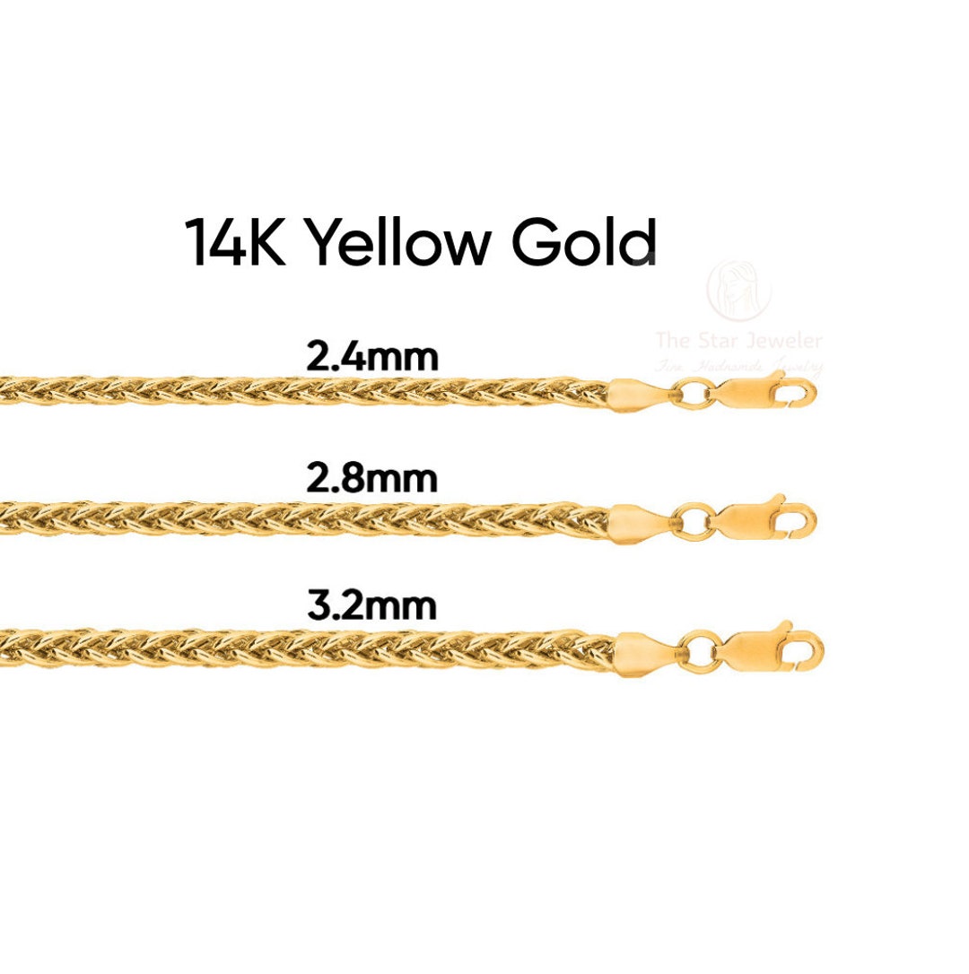 14K Gold Light Wheat Chain, Gold Wheat Rope Chain, Round Wheat Chain ...