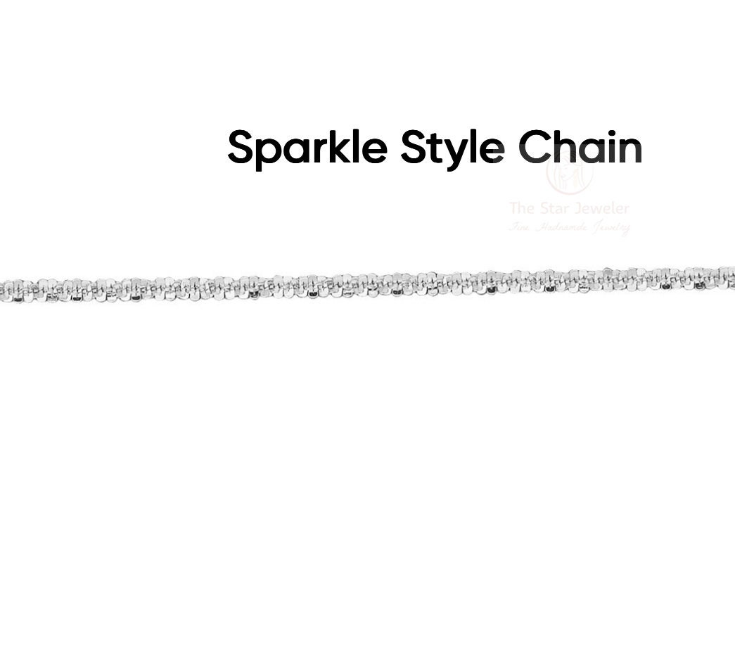 14K SOLID White Gold Sparkle Chain, Sparkle Necklace, Sparkly Rope ...