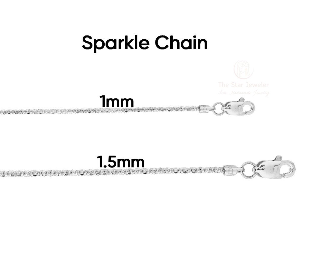 14K SOLID White Gold Sparkle Chain, Sparkle Necklace, Sparkly Rope ...