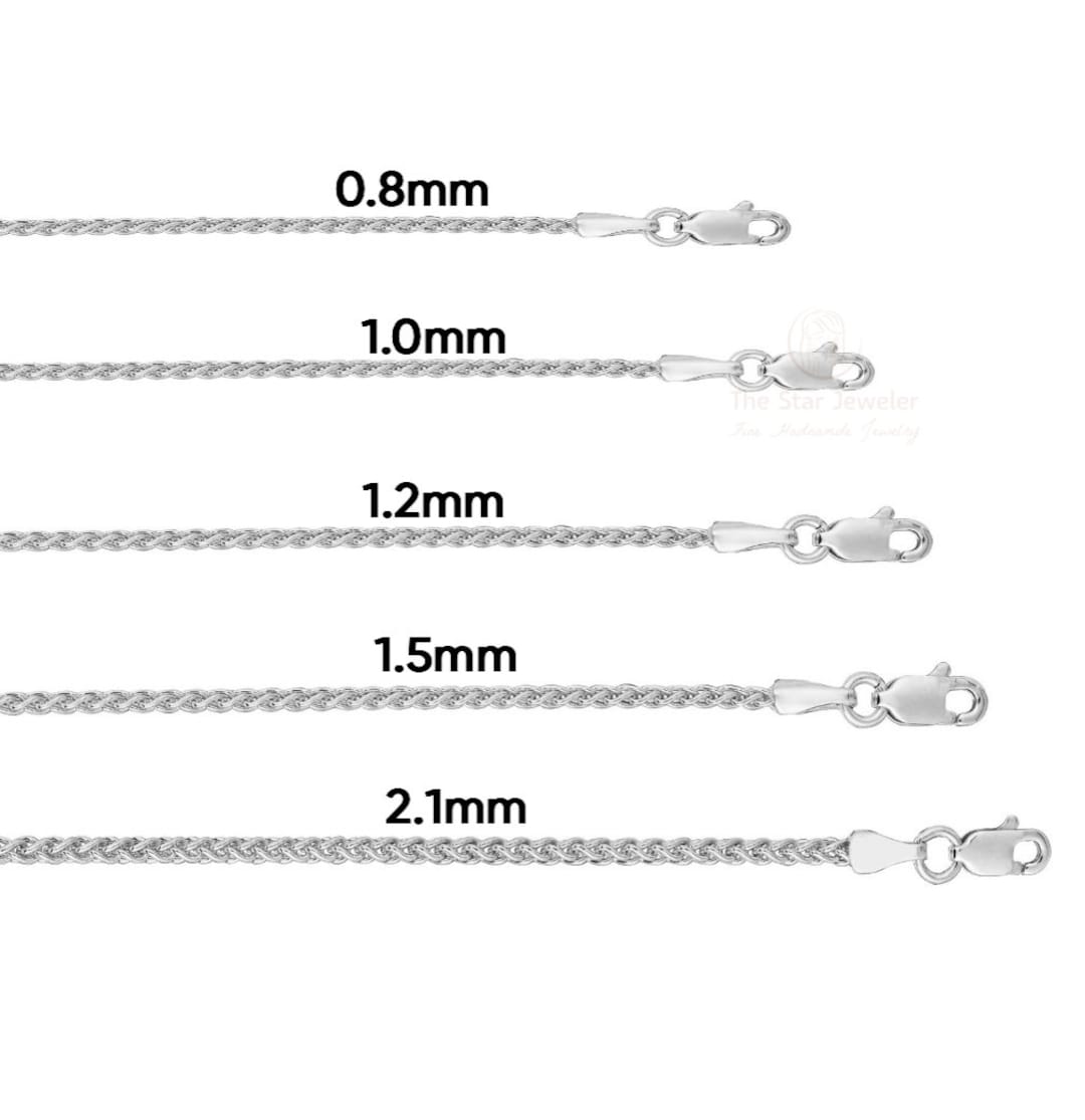 14K SOLID White Gold Wheat Chain, Gold Wheat Rope Chain, Solid Round ...