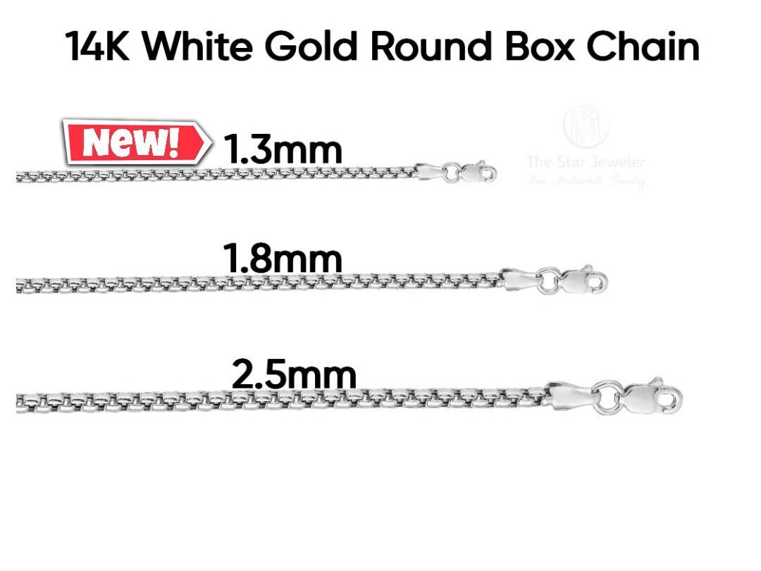14K Pure White Gold Round Box Chain Light Round Box Chain - Etsy