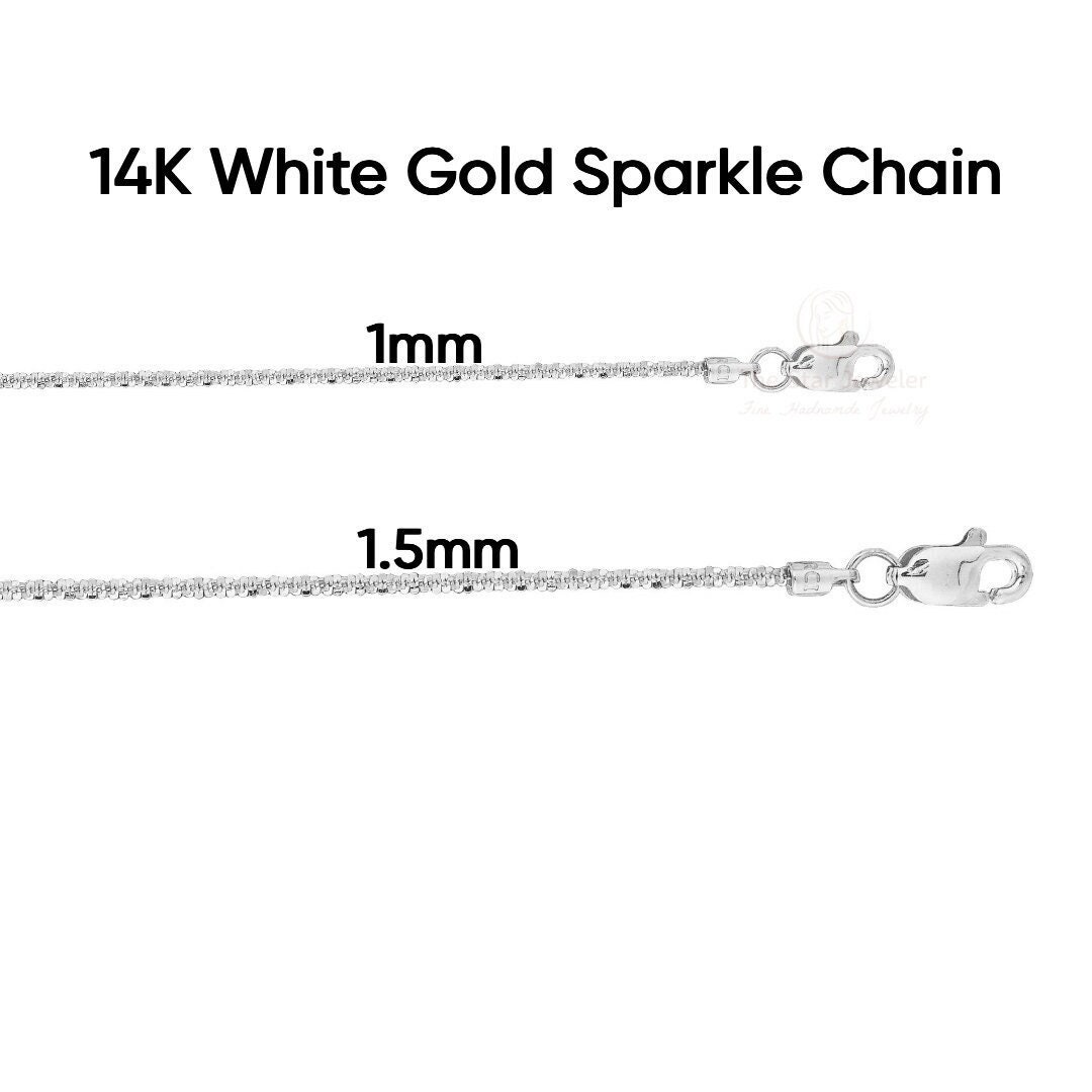 14K SOLID White Gold Sparkle Chain, Sparkle Necklace, Sparkly Rope ...