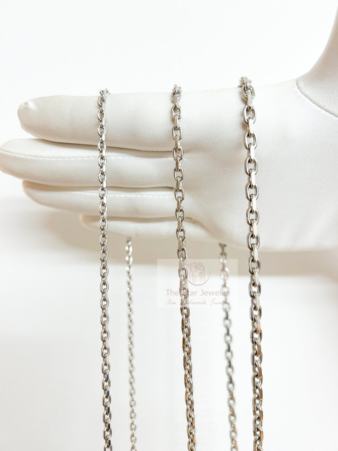 Silver Cable Link Chain, Cable Link Necklace, Thick Cable Link Chain ...