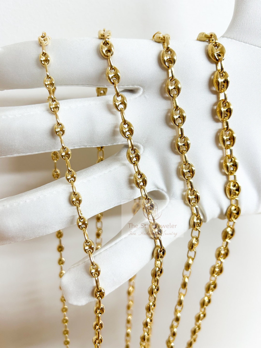 14K Gold Mariner Chain, Marina Puff Chain, Pure Gold Mariner Thick ...