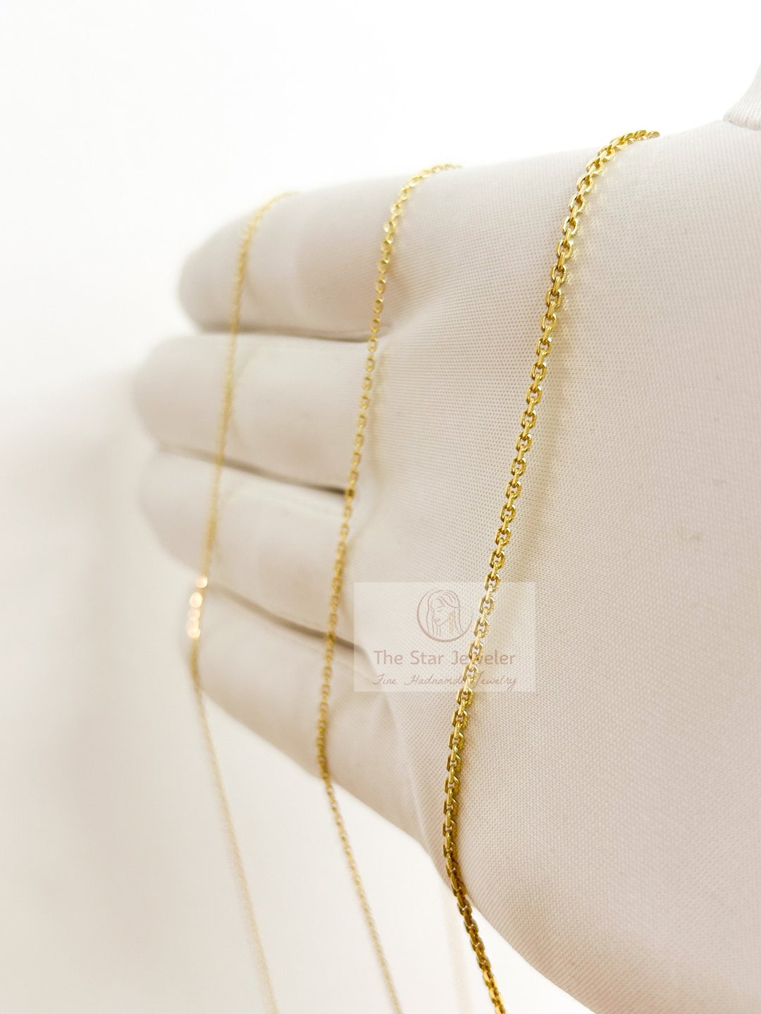 14K Solid Gold Cable Chain, Cable Link Necklace, Gold Cable Link Chain ...