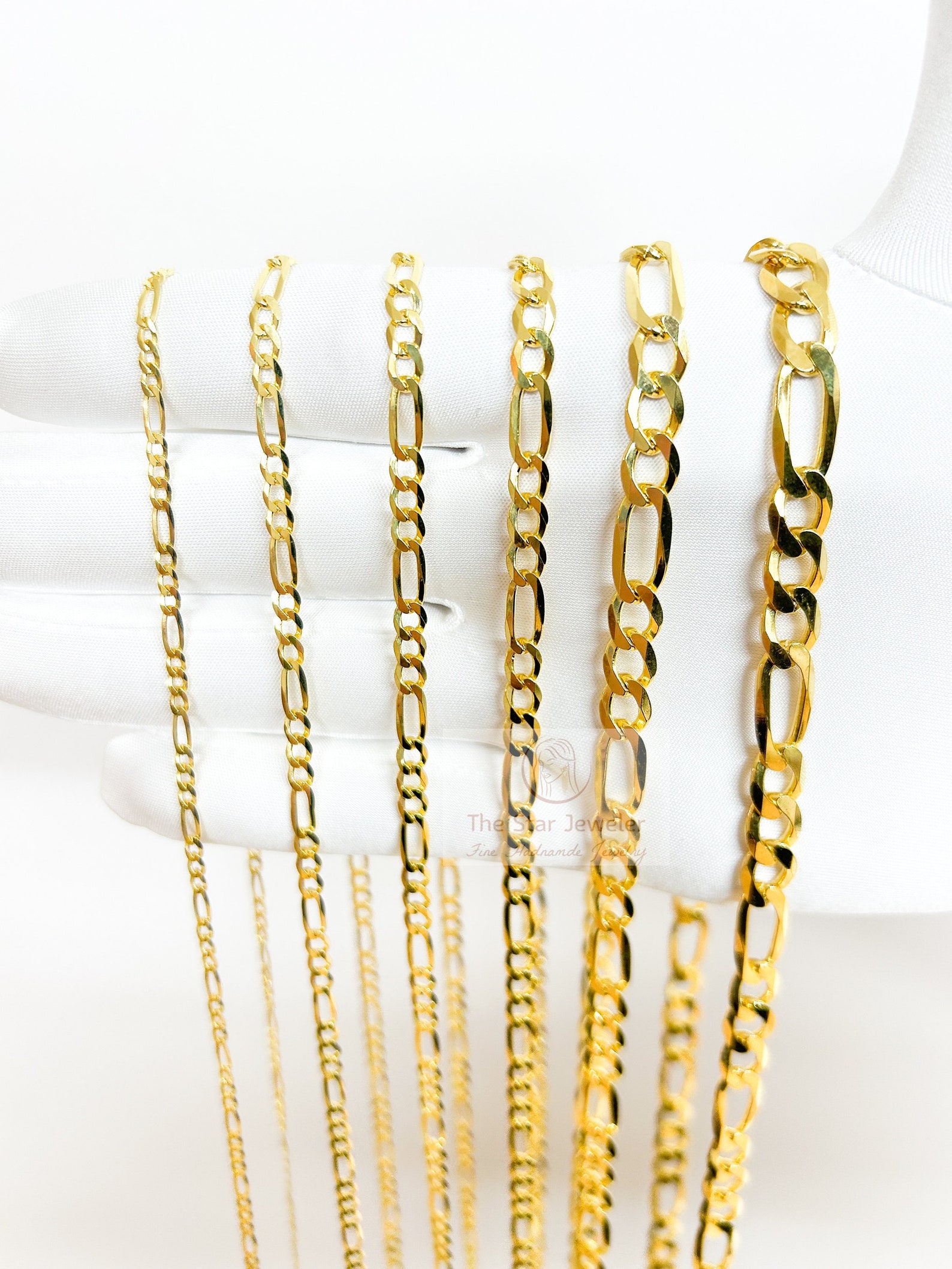 14K Solid Gold Figaro Chain, Gold Figaro Link Chain, Figaro Chain ...