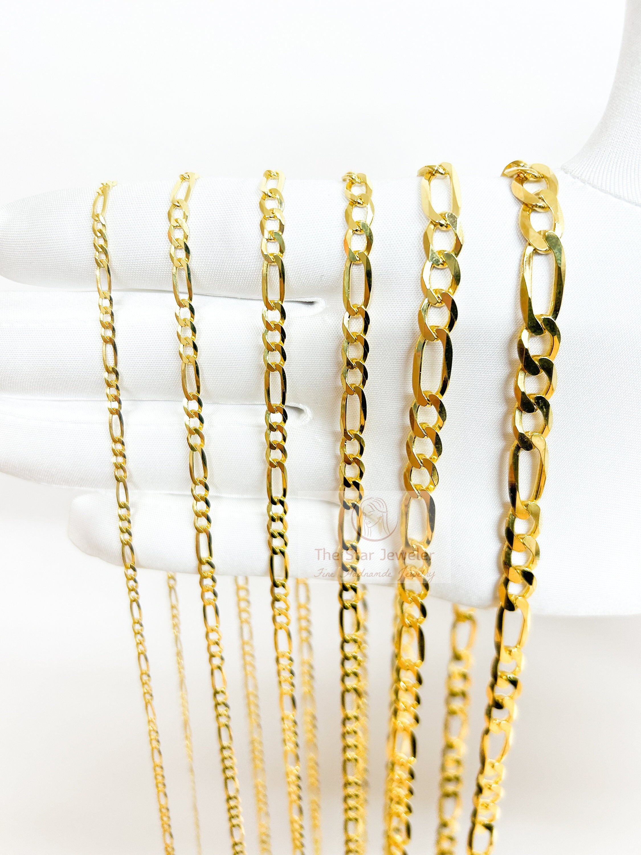 14K Solid Gold Figaro Chain, Gold Figaro Link Chain, Figaro Chain ...