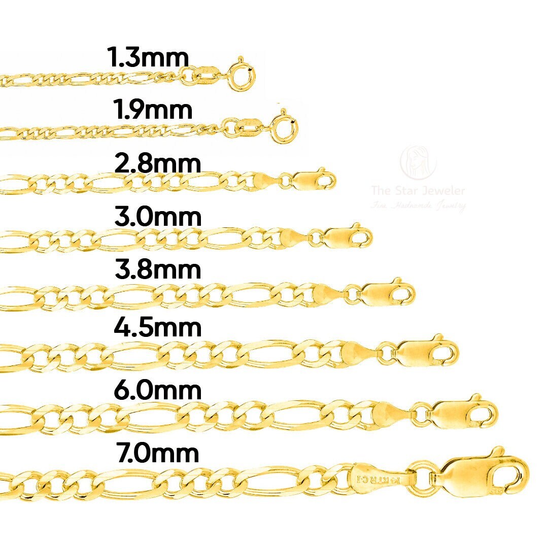 14K Solid Gold Figaro Chain, Gold Figaro Link Chain, Figaro Chain ...